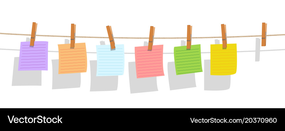 Note paper hanging on rope paper Royalty Free Vector Image
