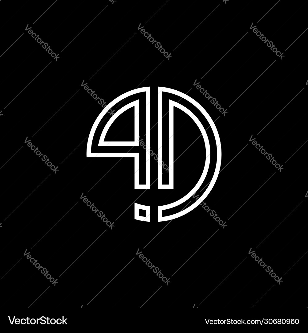 Pd monogram logo circle ribbon style outline Vector Image