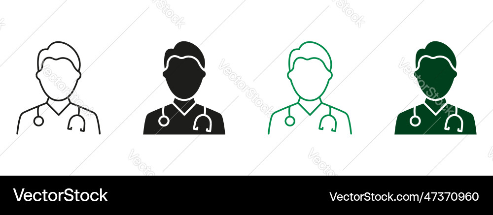 Professional doctor with stethoscope line Vector Image