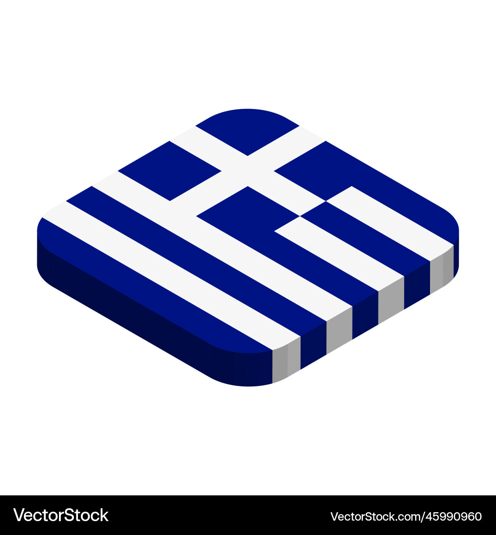 Rounded square isometric flag of greece Royalty Free Vector