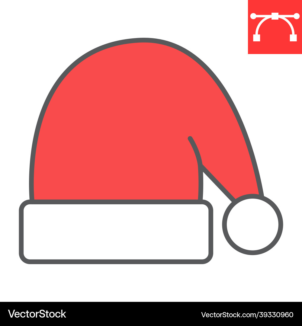 Santa hat color line icon Royalty Free Vector Image