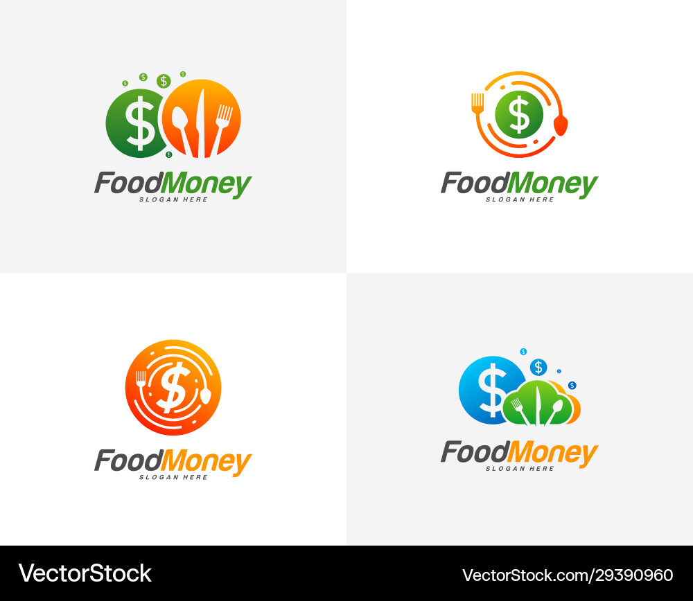 Set creative food money logo design Royalty Free Vector