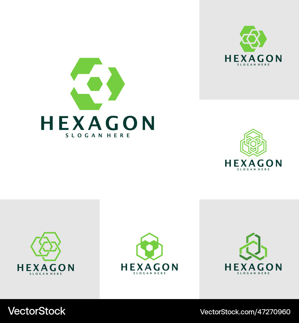 Set of hexagon logo template creative hexagon Vector Image