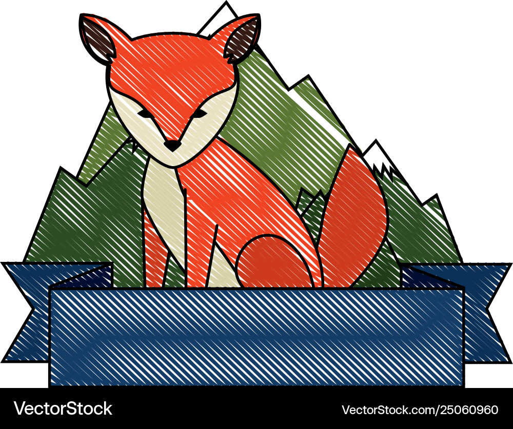 Wild canadian fox with landscape Royalty Free Vector Image