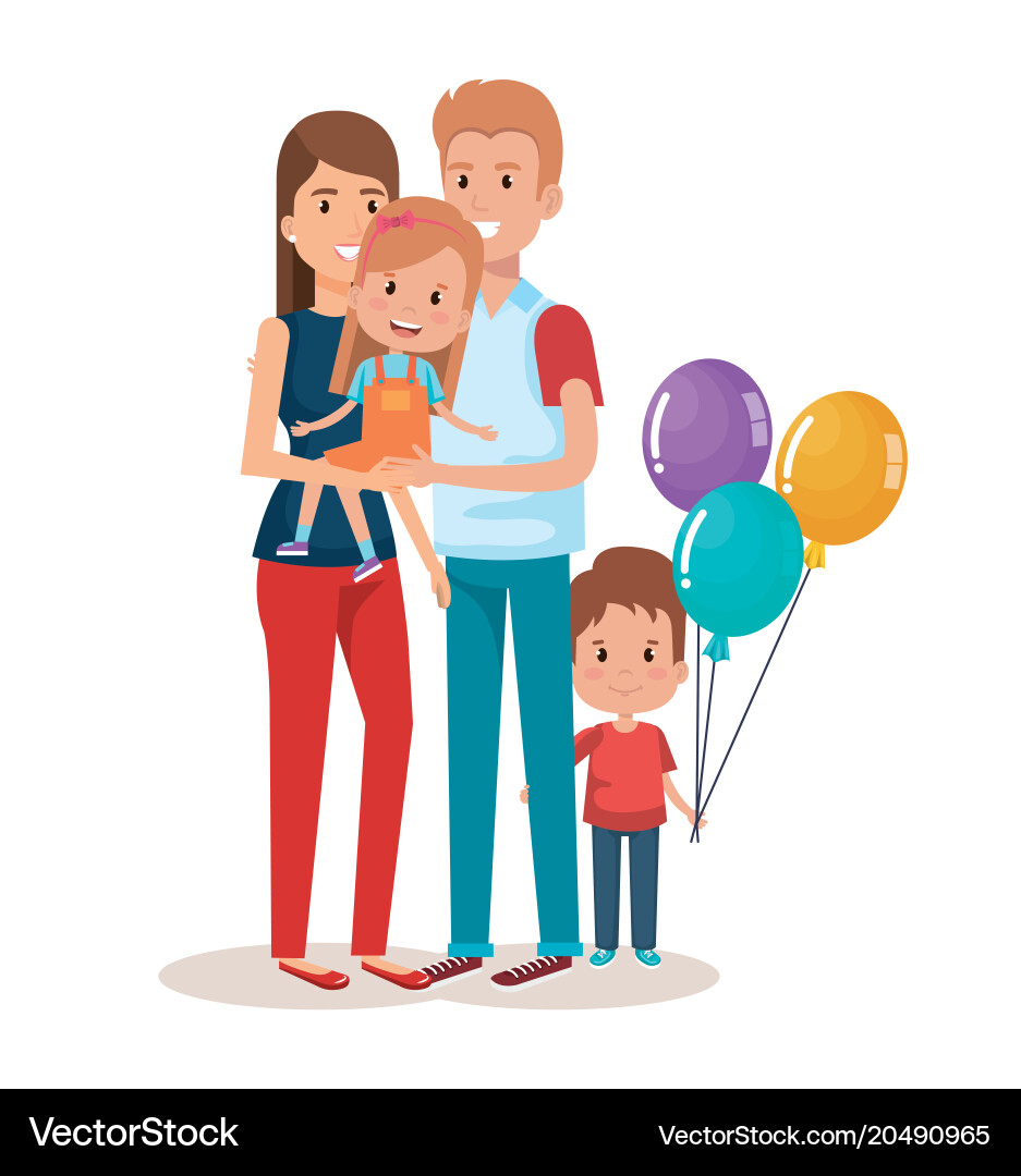 Cute family happy characters Royalty Free Vector Image