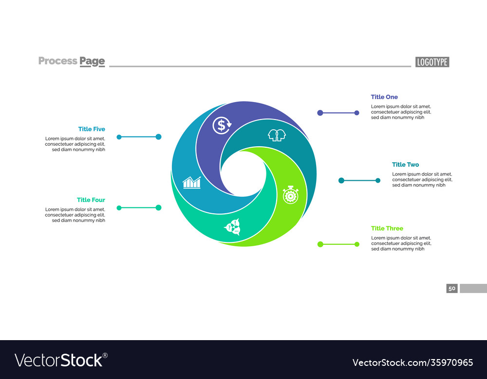 Cycle chart with five elements template Royalty Free Vector