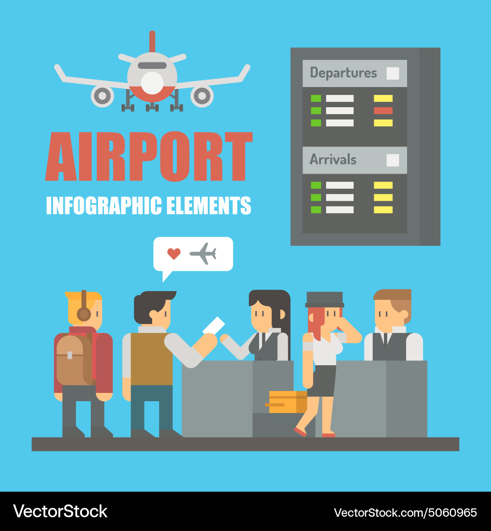 Flat design of airport infographic elements Vector Image