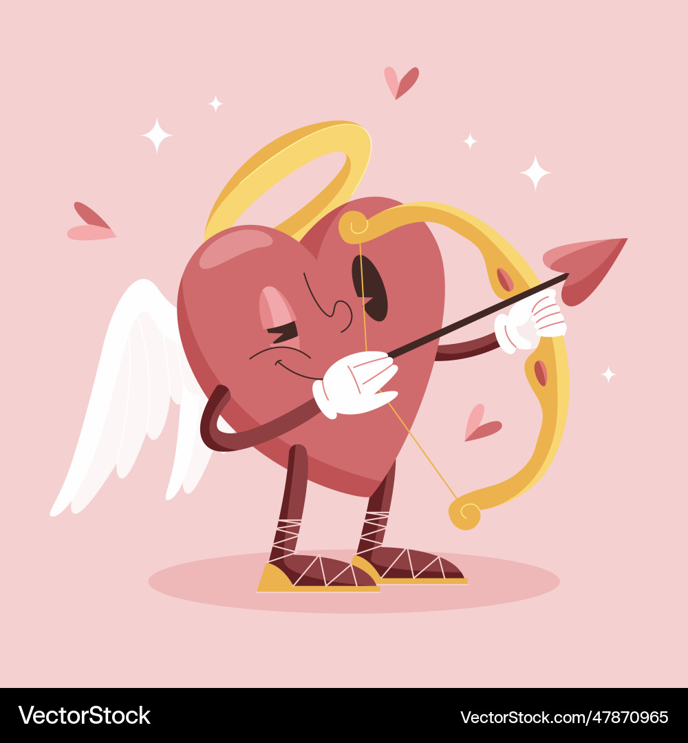 Hand drawn heart cartoon character Royalty Free Vector Image