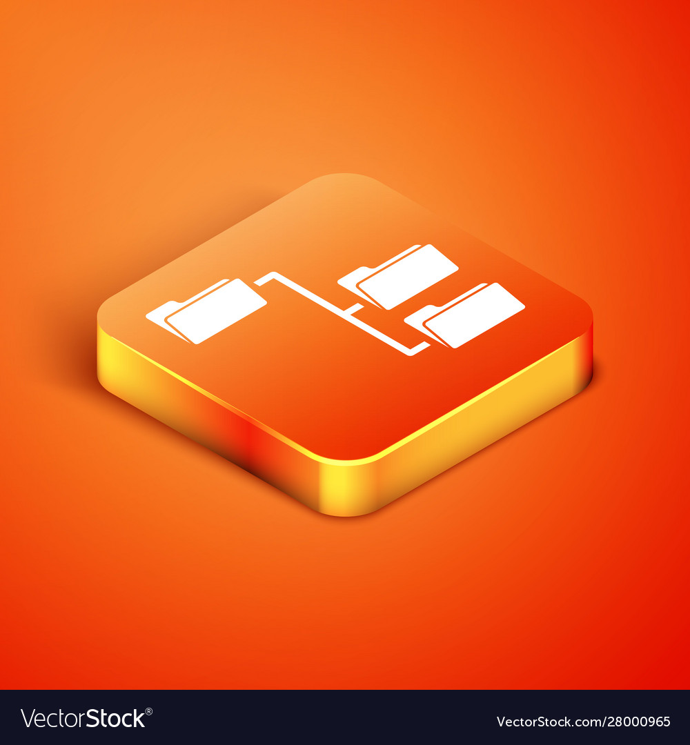 Isometric folder tree icon isolated on orange Vector Image