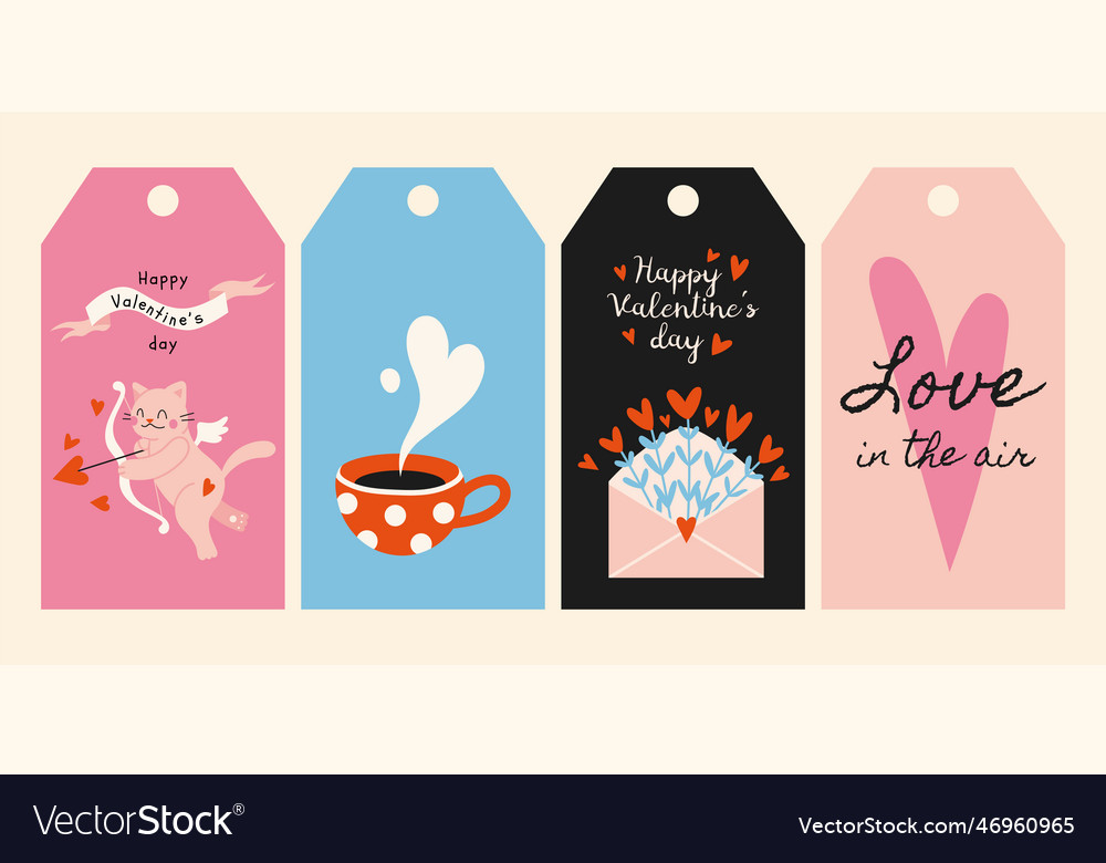 Saint valentines day gift tags and cards lovely Vector Image
