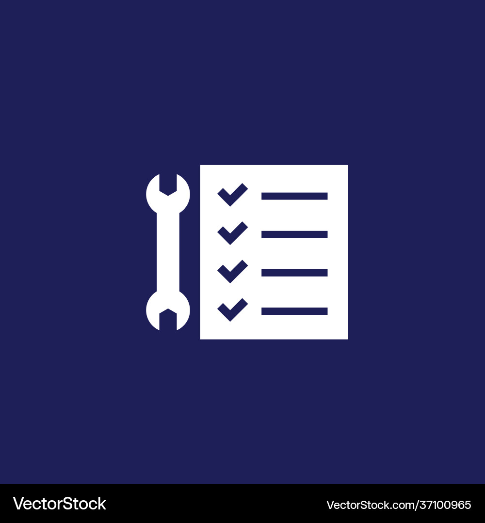 Service list icon with checklist and wrench Vector Image
