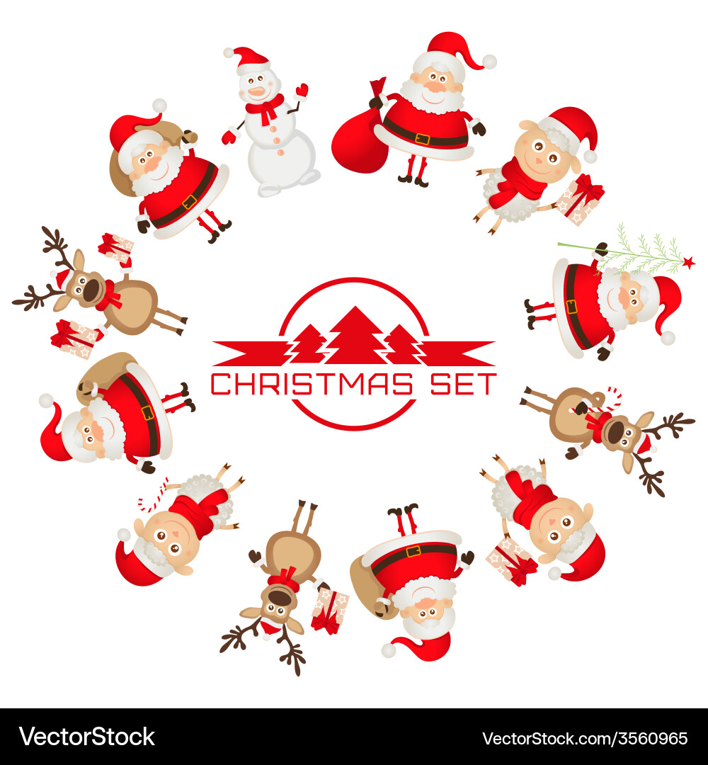 Set of christmas characters Royalty Free Vector Image