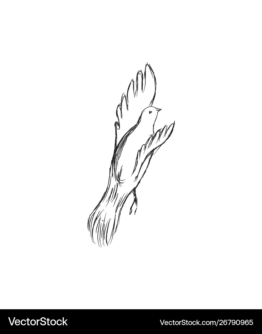 Sketch flying bird hand drawn isolated engraving Vector Image
