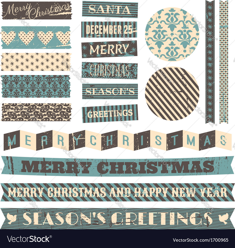 Vintage style christmas design elements set Vector Image