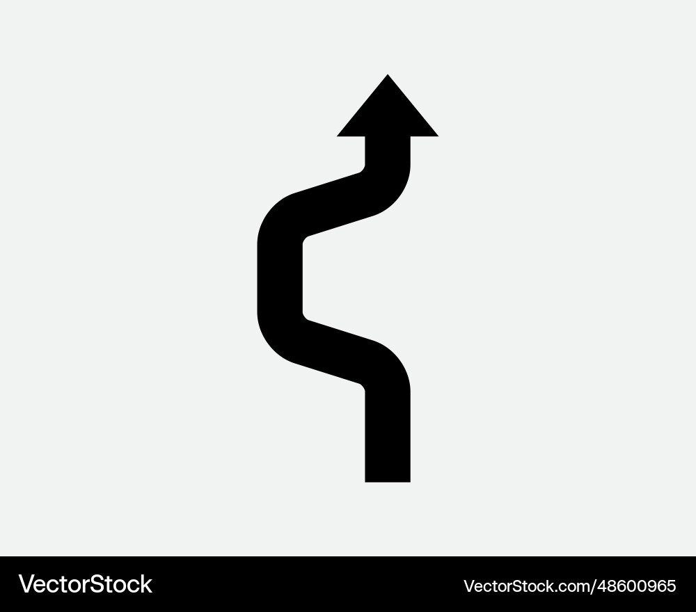 Winding path arrow up road curve traffic bend icon