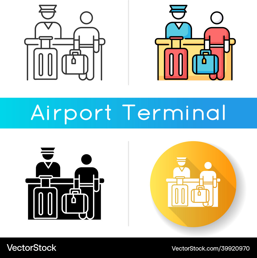 Airport check in icon passenger waiting Royalty Free Vector