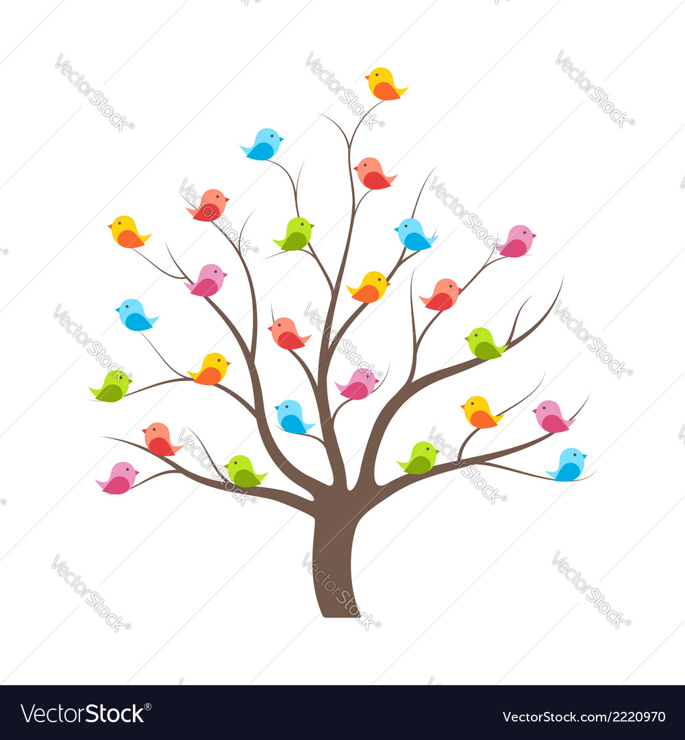 Birds on tree Royalty Free Vector Image - VectorStock