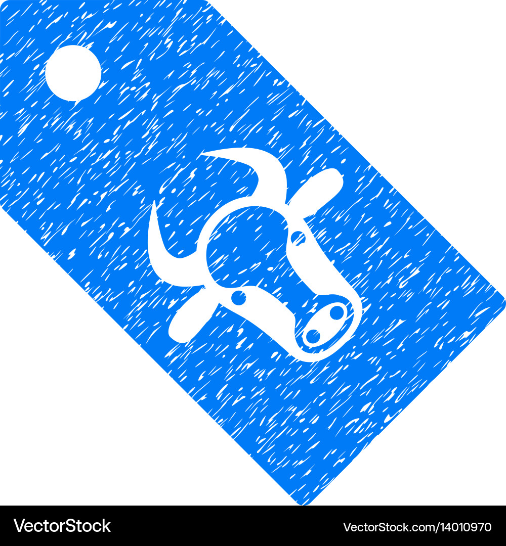 Bull tag icon grunge watermark Royalty Free Vector Image