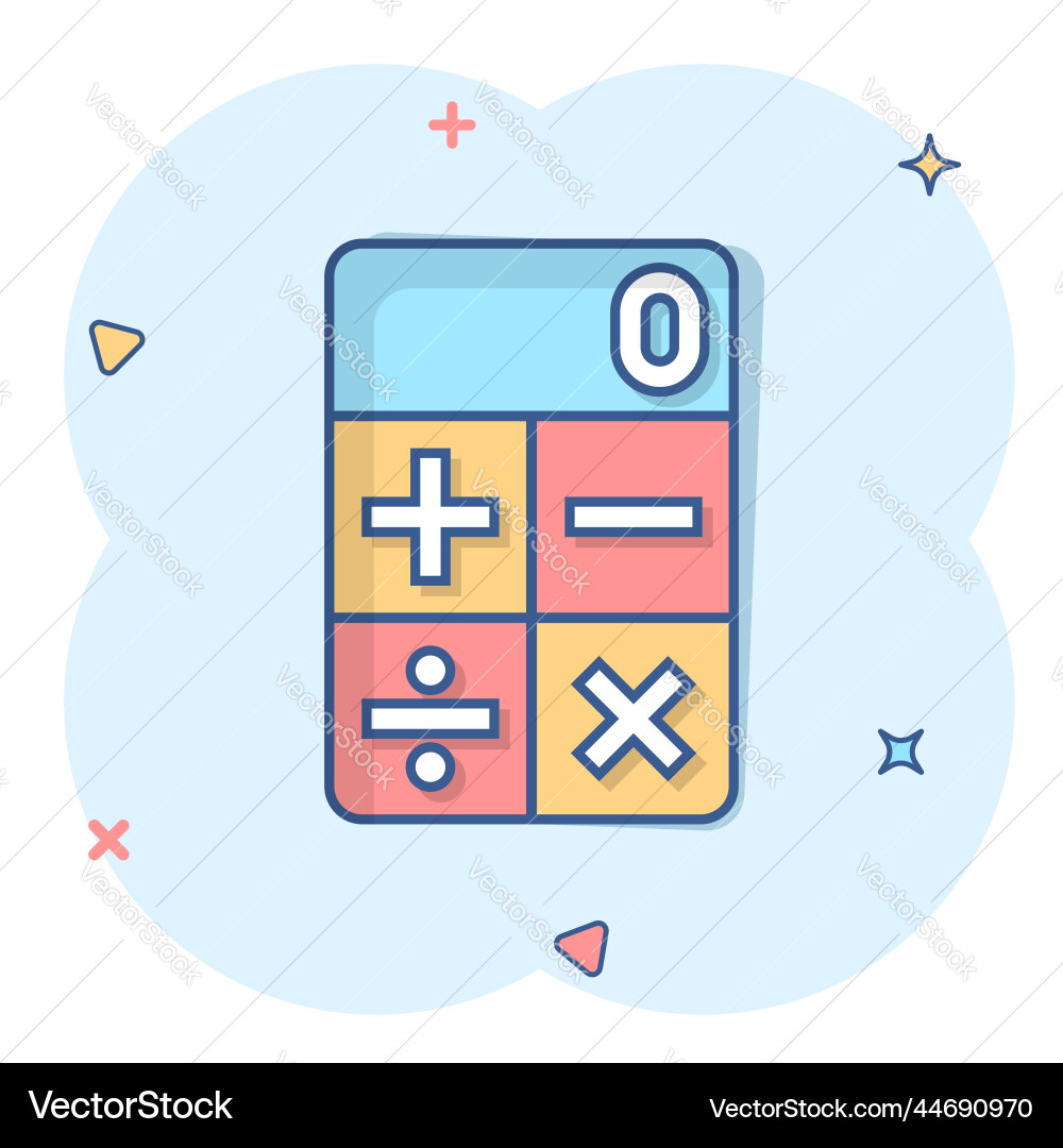 Calculator icon in comic style calculate cartoon Vector Image