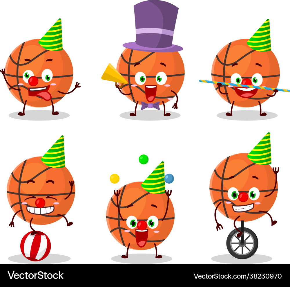 Cartoon character basket ball with various Vector Image