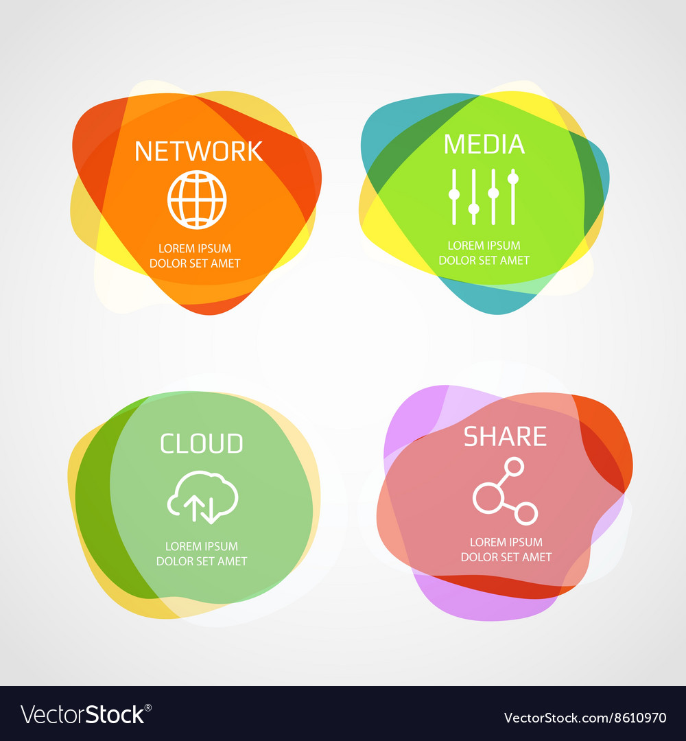 Different color blobs with template text elements Vector Image