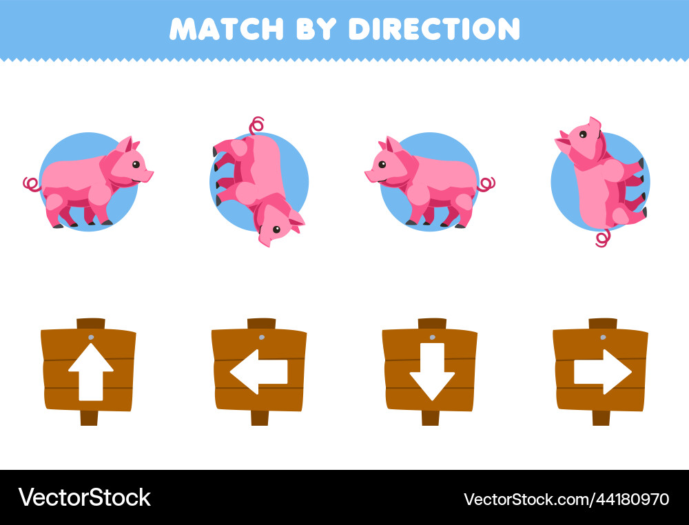 Education game for children match by direction Vector Image