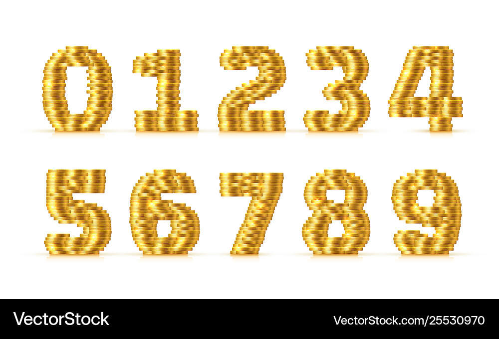 Font style made golden coins Royalty Free Vector Image