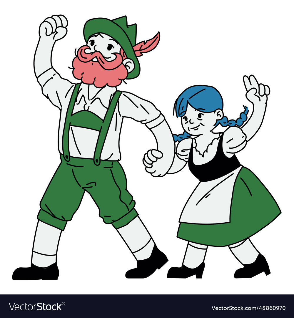 German Couple Color Stroke Royalty Free Vector Image