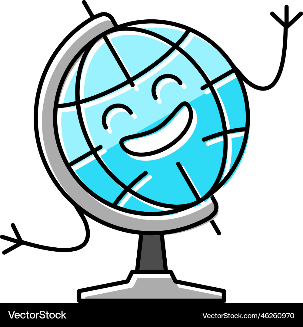 Globe stationery character color icon Royalty Free Vector