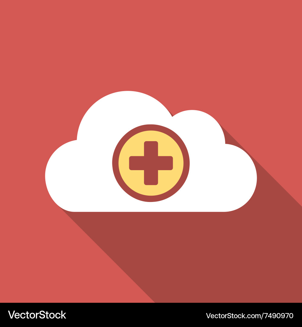 Health care cloud flat square icon with long Vector Image