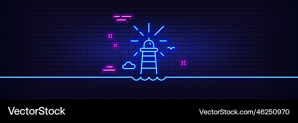 Lighthouse line icon beacon tower sign Royalty Free Vector