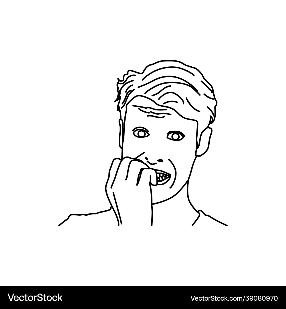 Line art anxious people man Royalty Free Vector Image