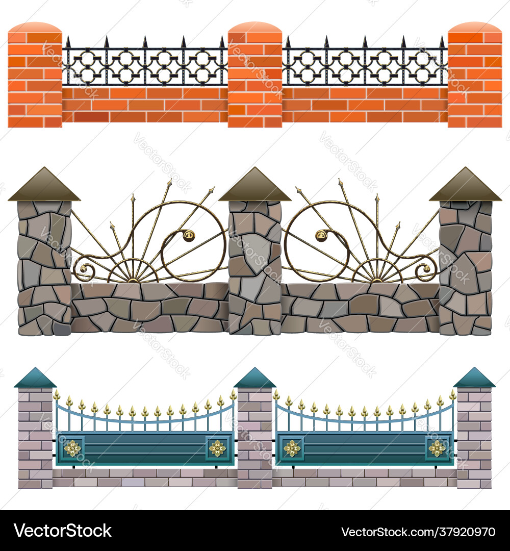 Metal fence set 1 Royalty Free Vector Image - VectorStock