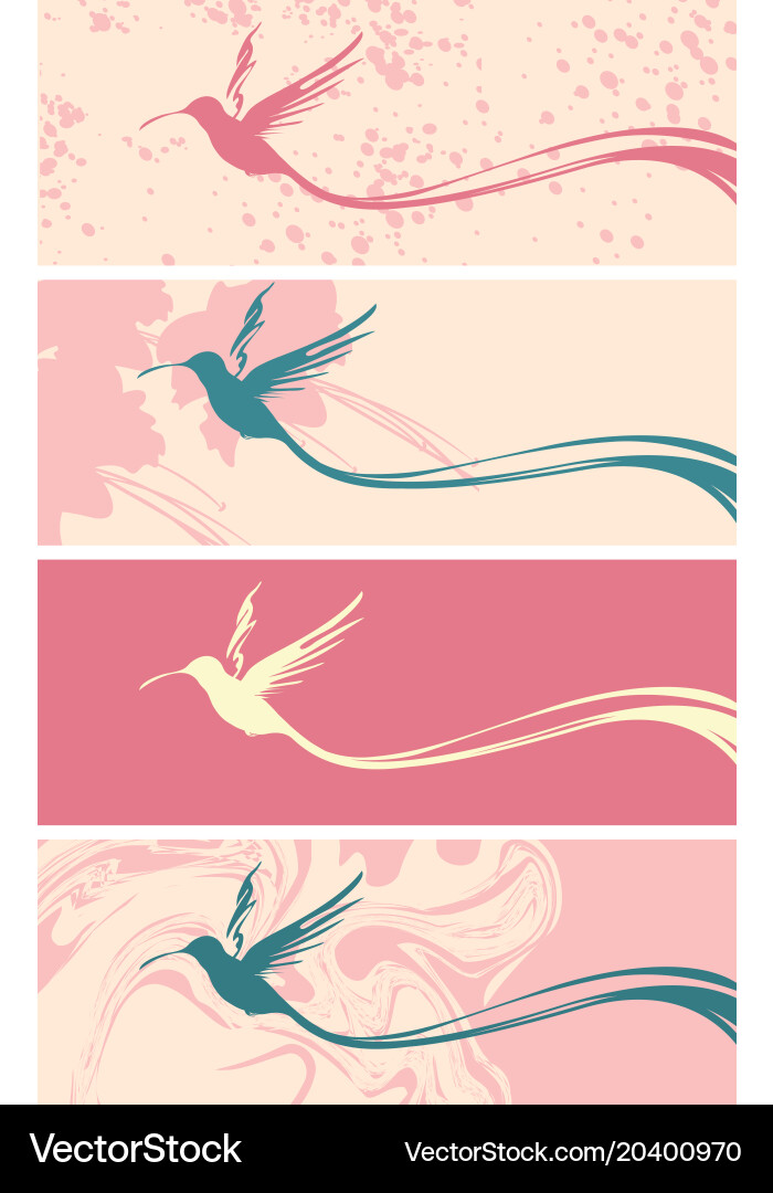 Set banners with hummingbird silhouette Royalty Free Vector