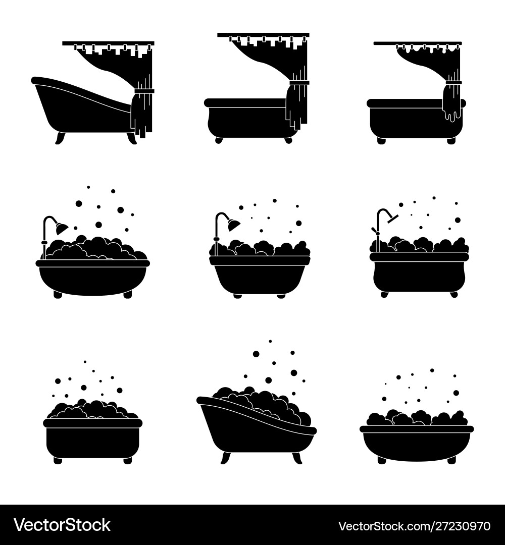 Set bathtub icons bathroom simple Royalty Free Vector Image