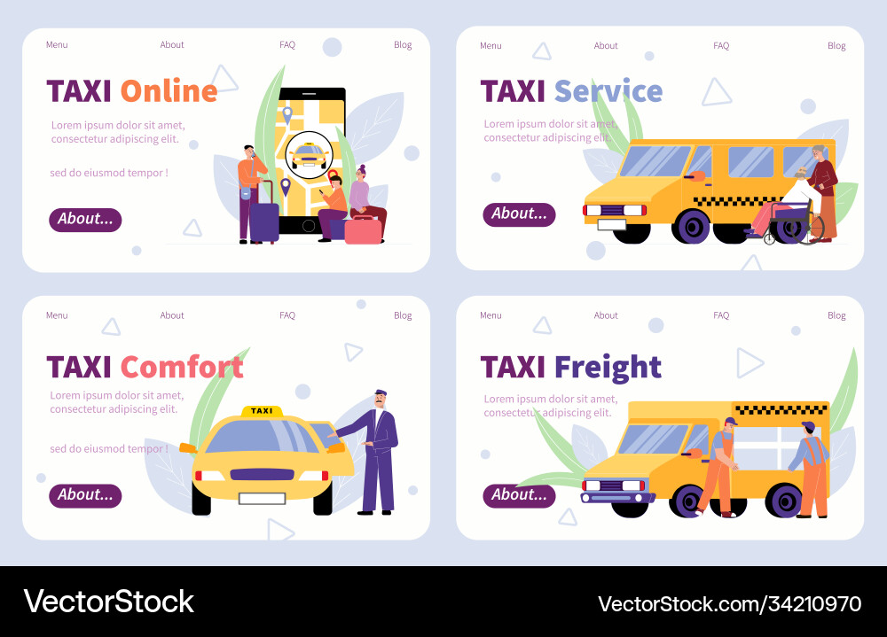 Taxi service flat banner set Royalty Free Vector Image