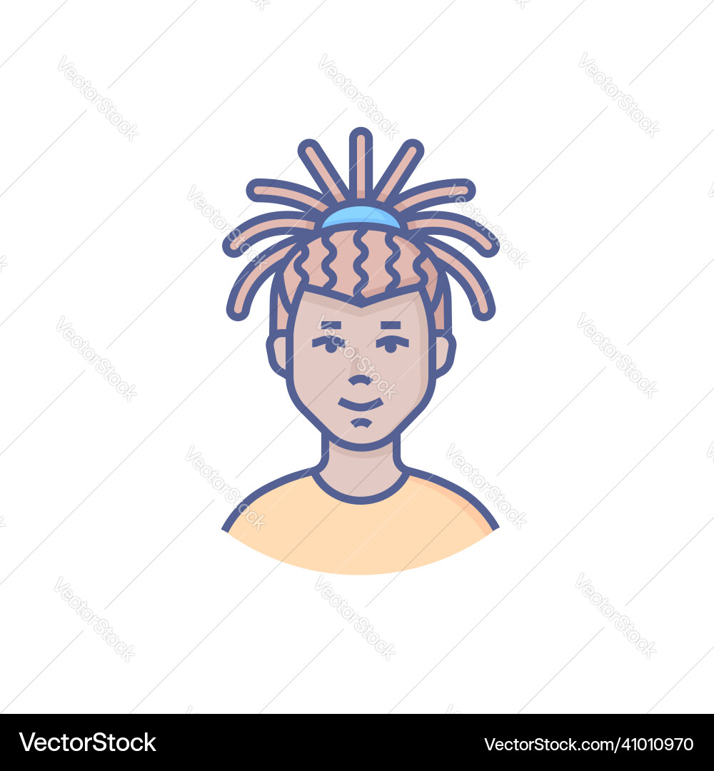 Teen with dreadlocks - modern line design style Vector Image