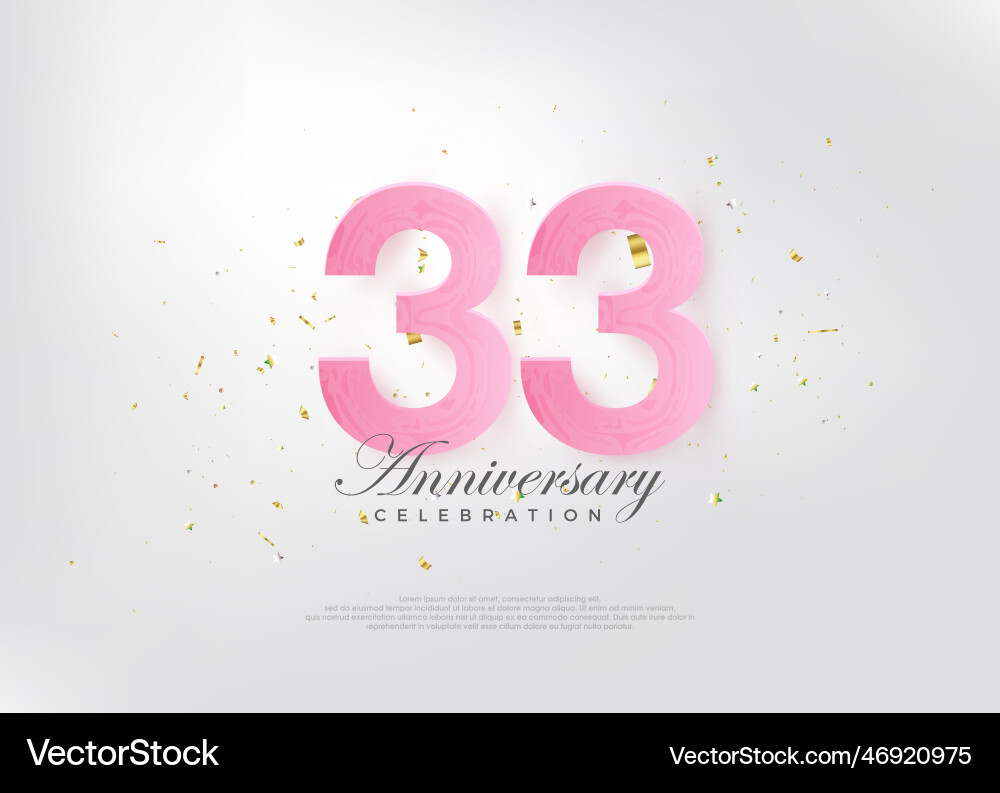 33rd anniversary celebration with beautiful pink Vector Image