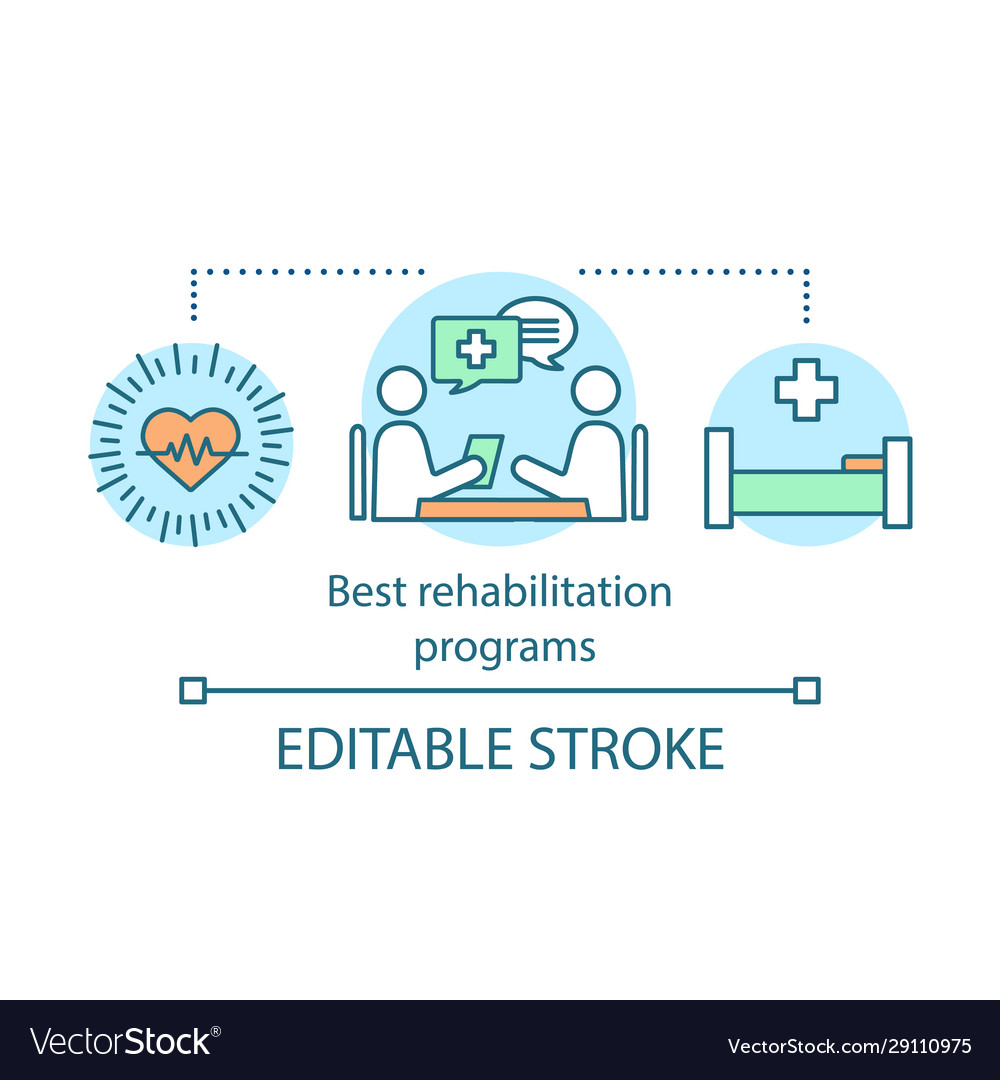 Best rehabilitation programs concept icon Vector Image Best rehabilitation programs concept icon Vector Image