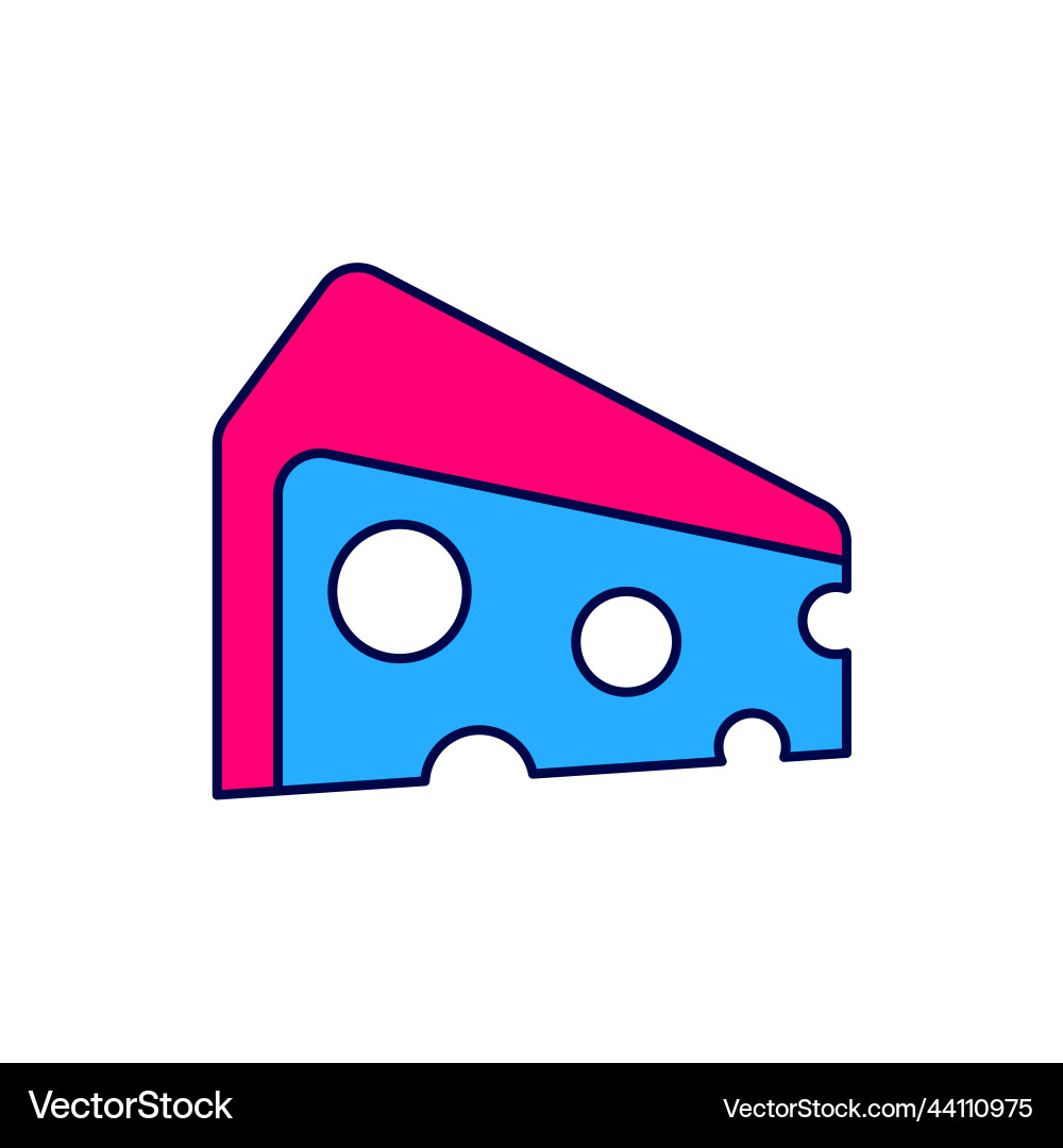 Filled outline cheese icon isolated on white Vector Image