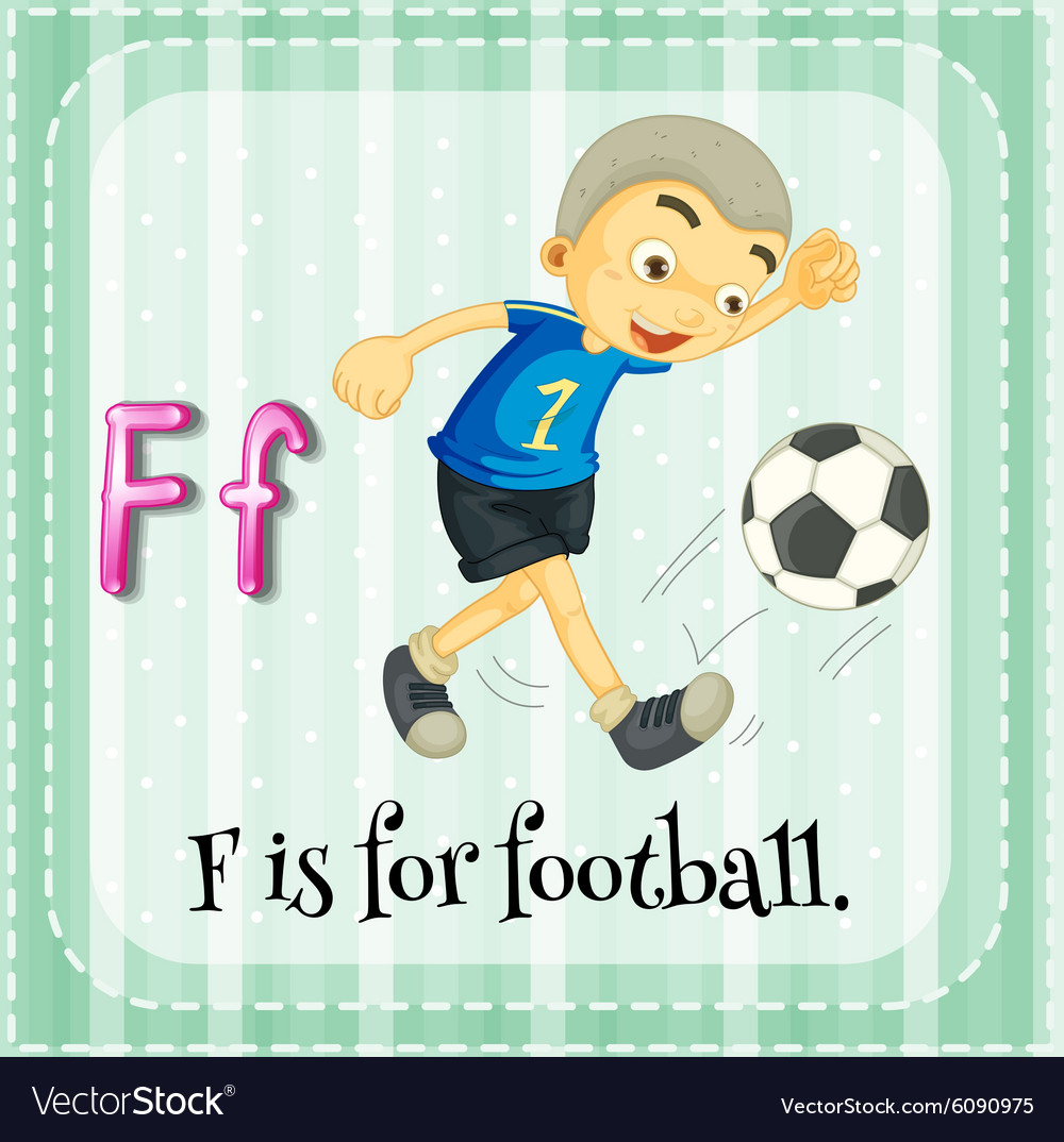 Flashcard letter f is for football Royalty Free Vector Image