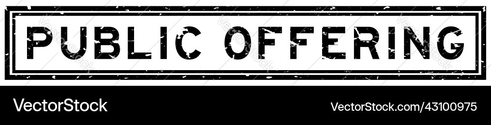 Grunge black public offering word square rubber Vector Image