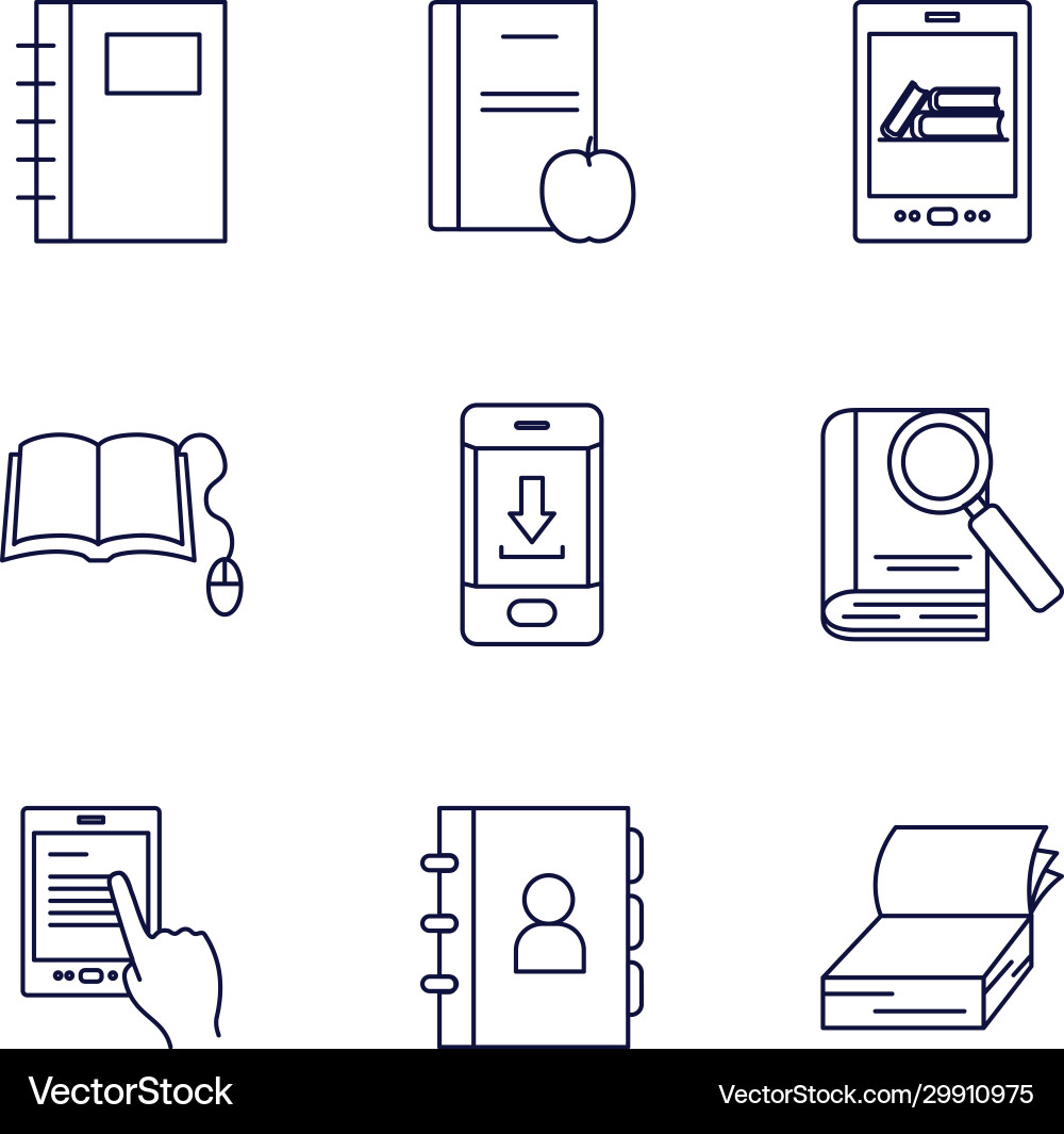 Isolated books line style icon set design Vector Image