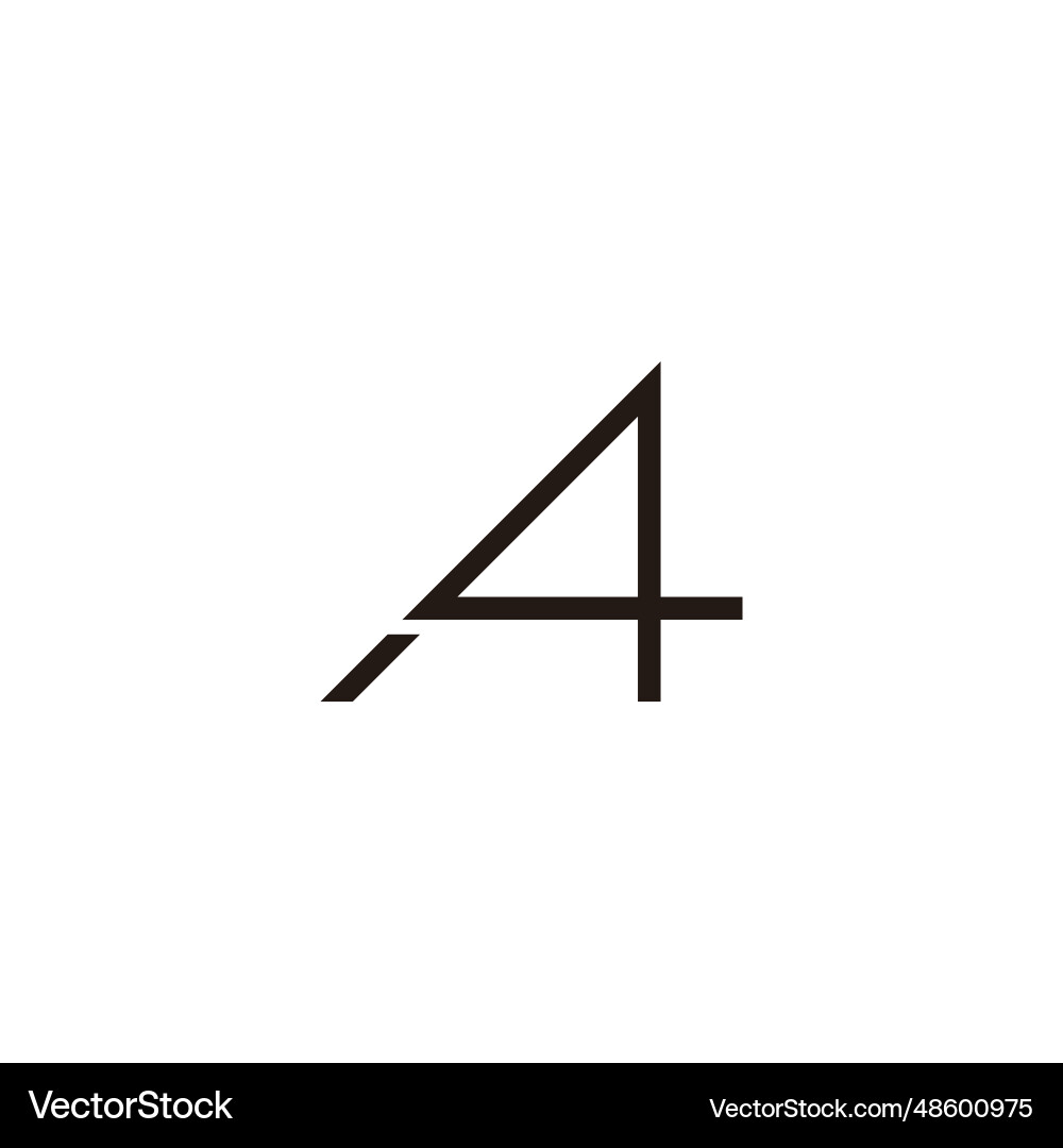 Letter a number 4 geometric symbol simple logo Vector Image