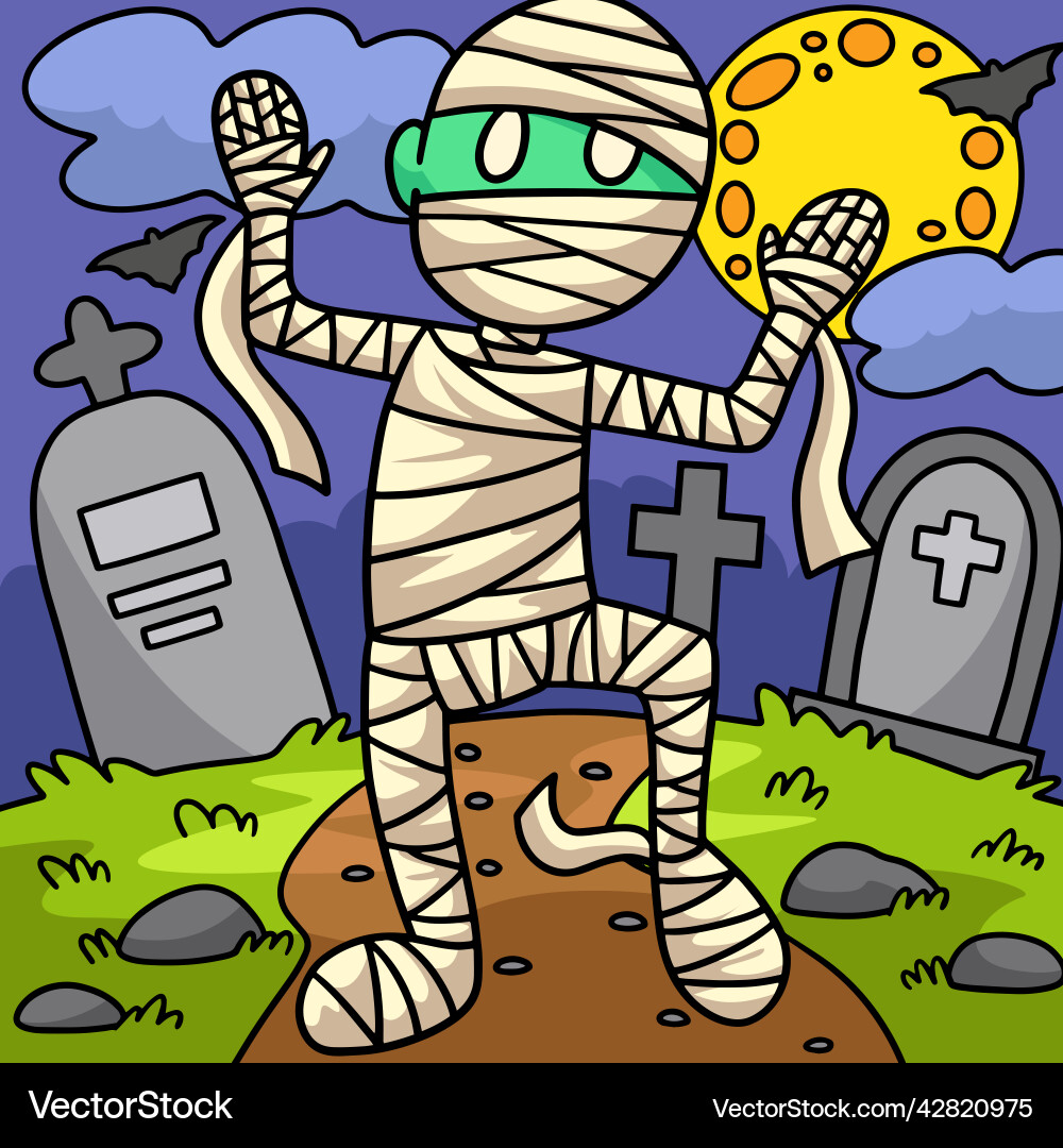 Mummy halloween colored cartoon Royalty Free Vector Image