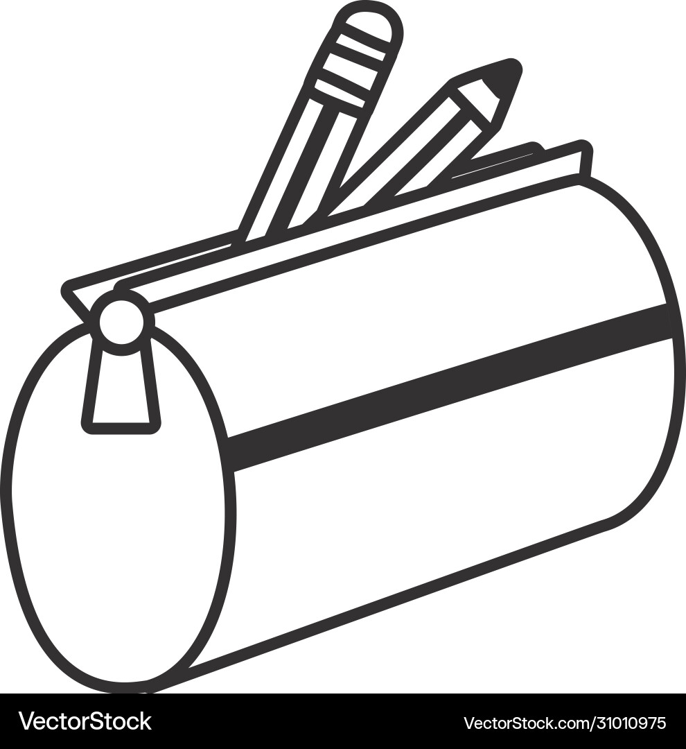 Pencil case with colors icon line style Royalty Free Vector
