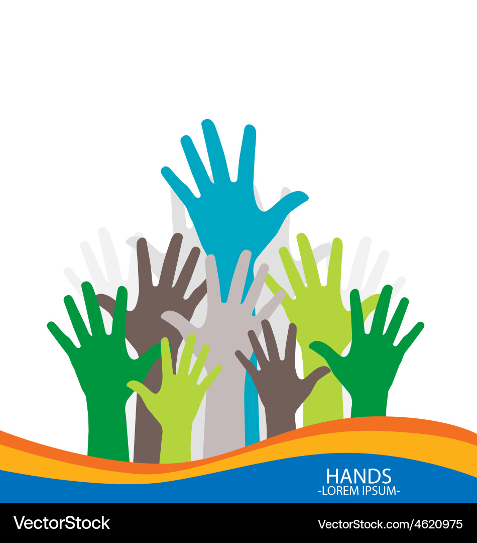 Photo of raised hands Royalty Free Vector Image