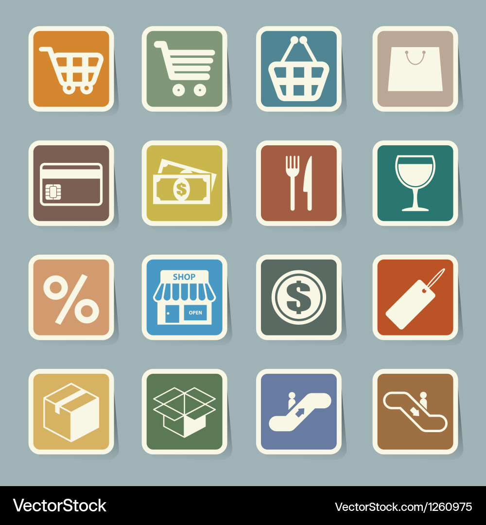 Shopping sticker icons set eps 10 Royalty Free Vector Image