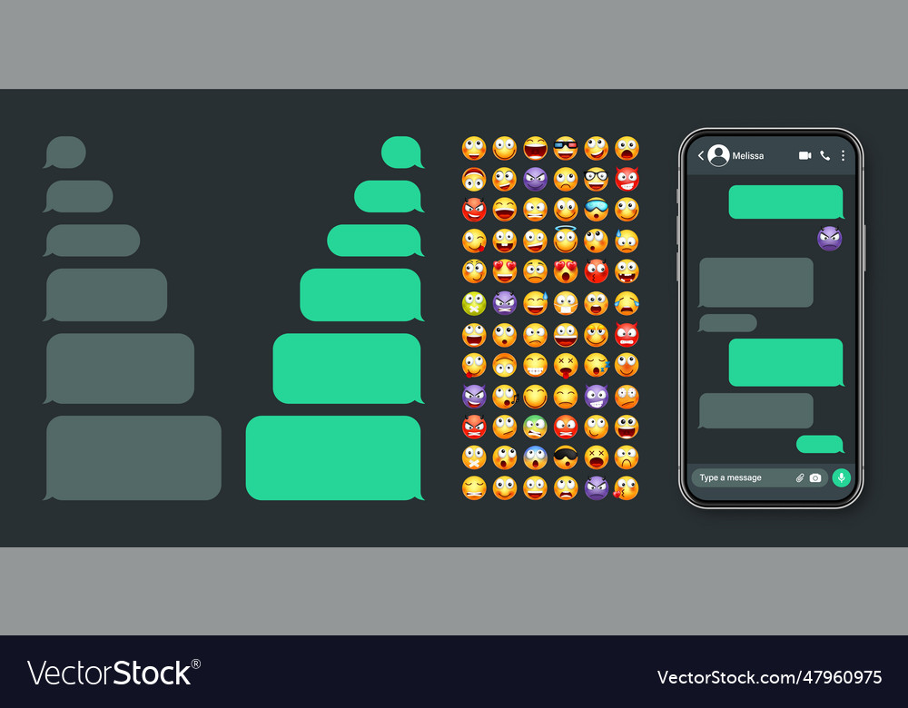 Smartphone messaging app user interface with Vector Image