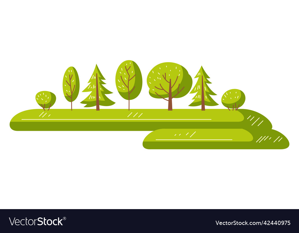 Spring or summer background with stylized trees Vector Image